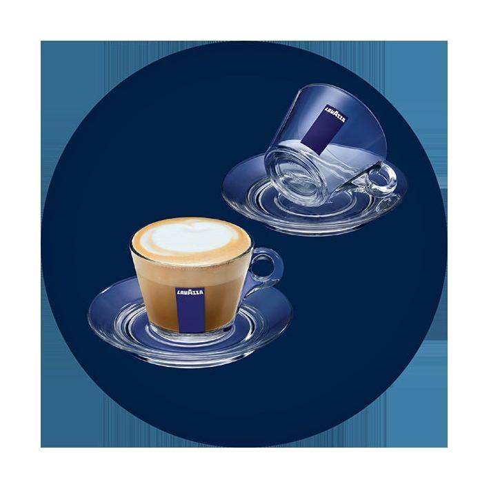 Lavazza 6x 160ml Cappuccino Glass Cups & Saucers
